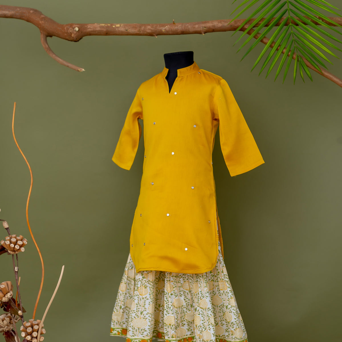 Sunlit Mustard Embroidered Kurta Set for Baby Girl – MISSPRINT